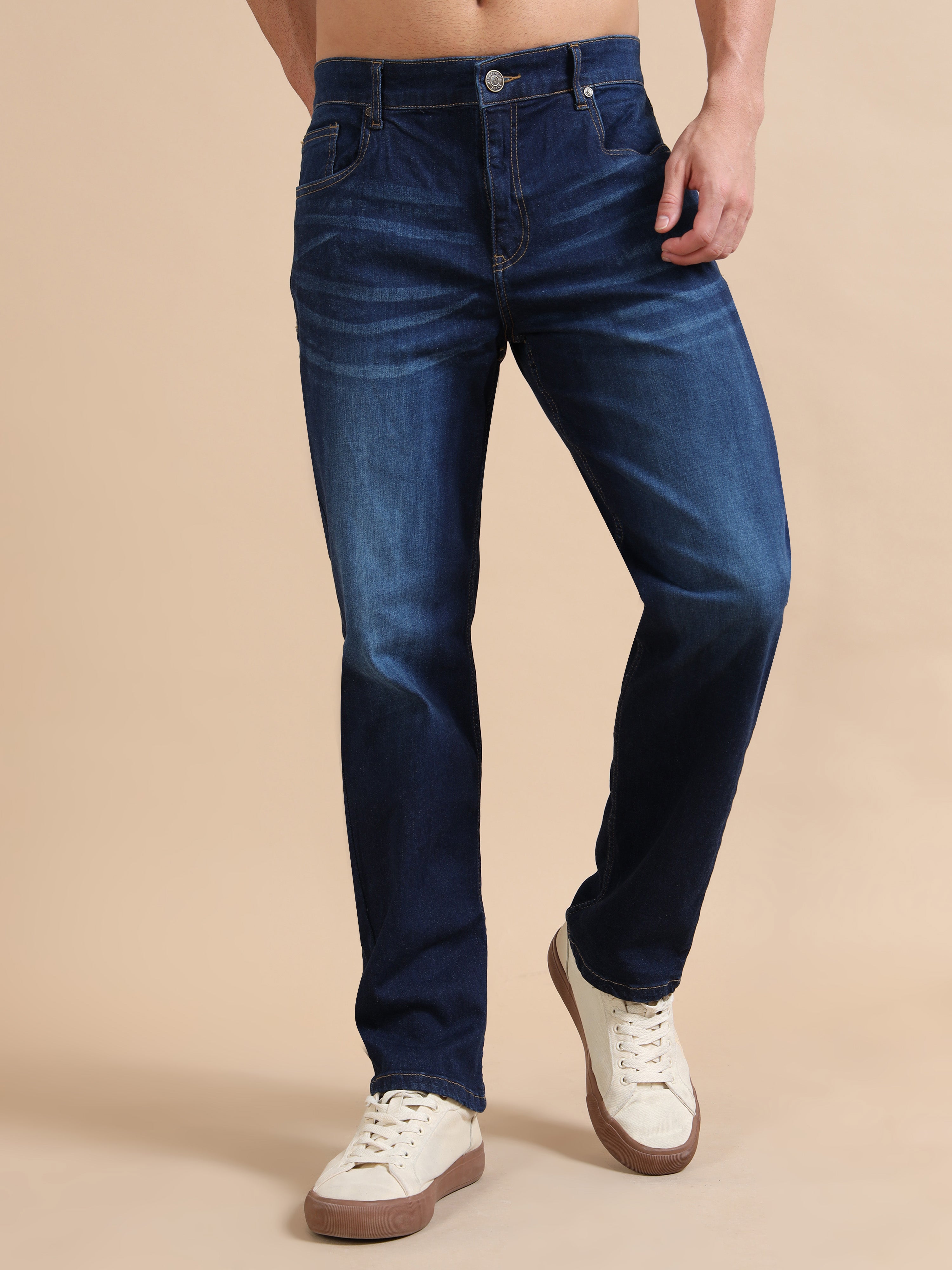 Shop Men's Dark Indigo Straight Fit Stretch Plus Size Jeans