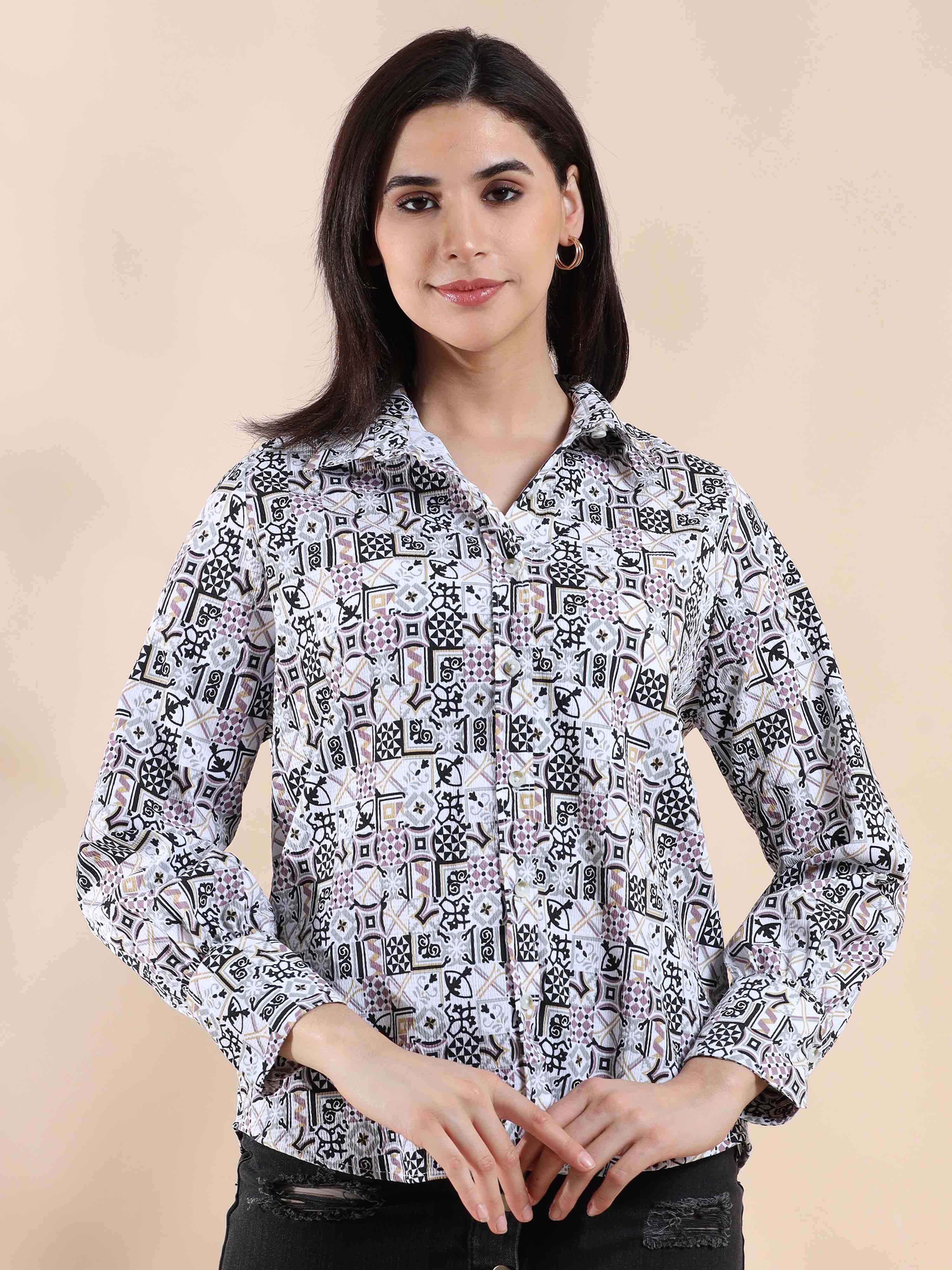 Shop Popcorn Fabric Shirt at Great Price for Women