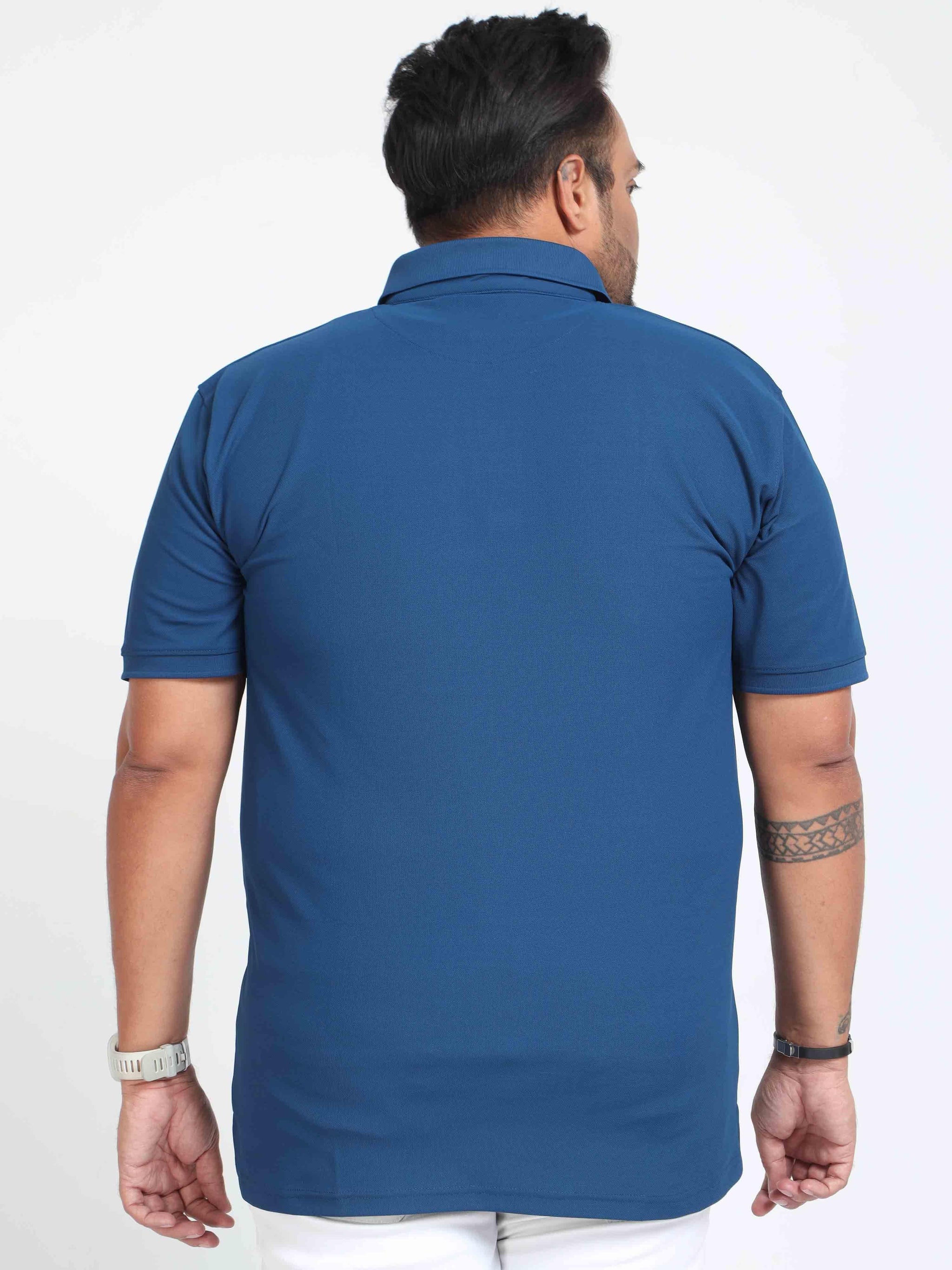 Buy Plus Size Rama Blue Men's Polo T-Shirt Online in India